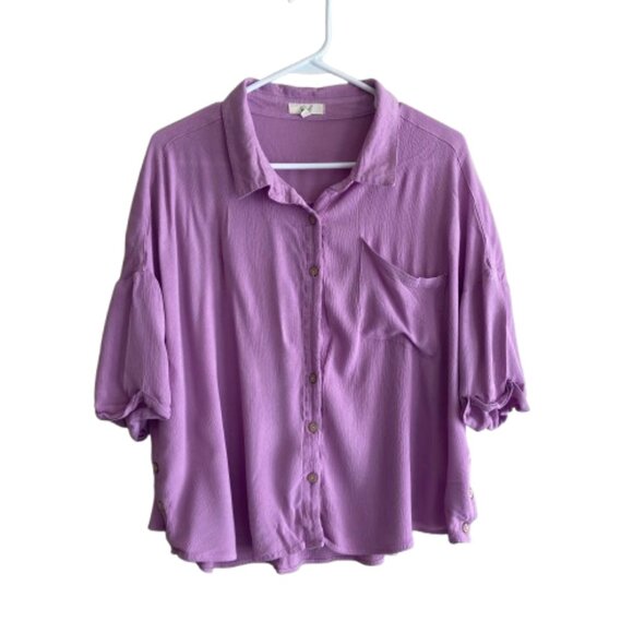 easel | Tops | Easel Buttonup Oversized Shirt Lylac Light Purple Size L ...
